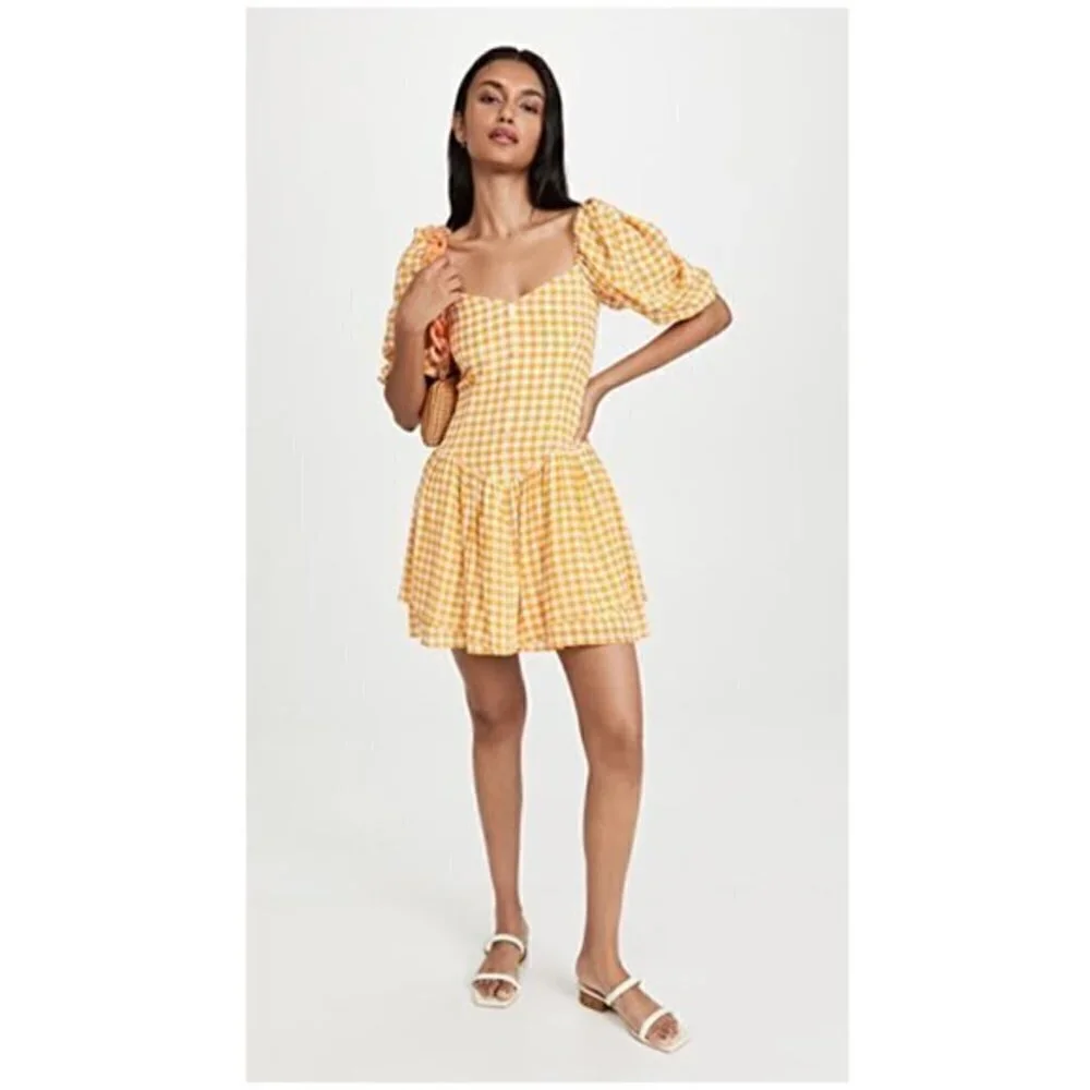 Caroline Constas | Dresses | Nwt Caroline Constas Quinn Gingham Yellow ...